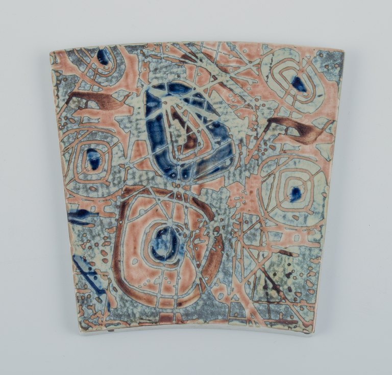 Royal Copenhagen, six Baca faience tiles with patterned glaze in brown ...
