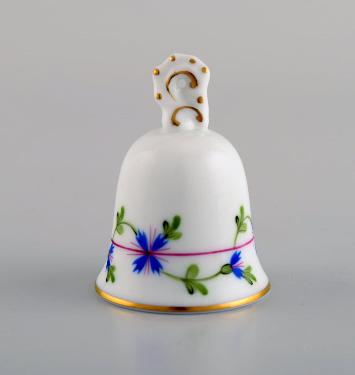 Four Herend table bells in hand-painted porcelain with flowers and gol ...