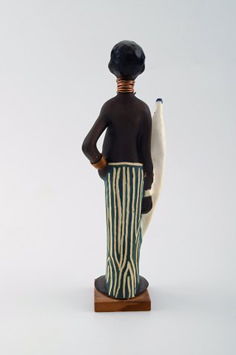 Rolf Palm, Höganäs, unique pottery figurine of chief. – L' ART COPENHAGEN