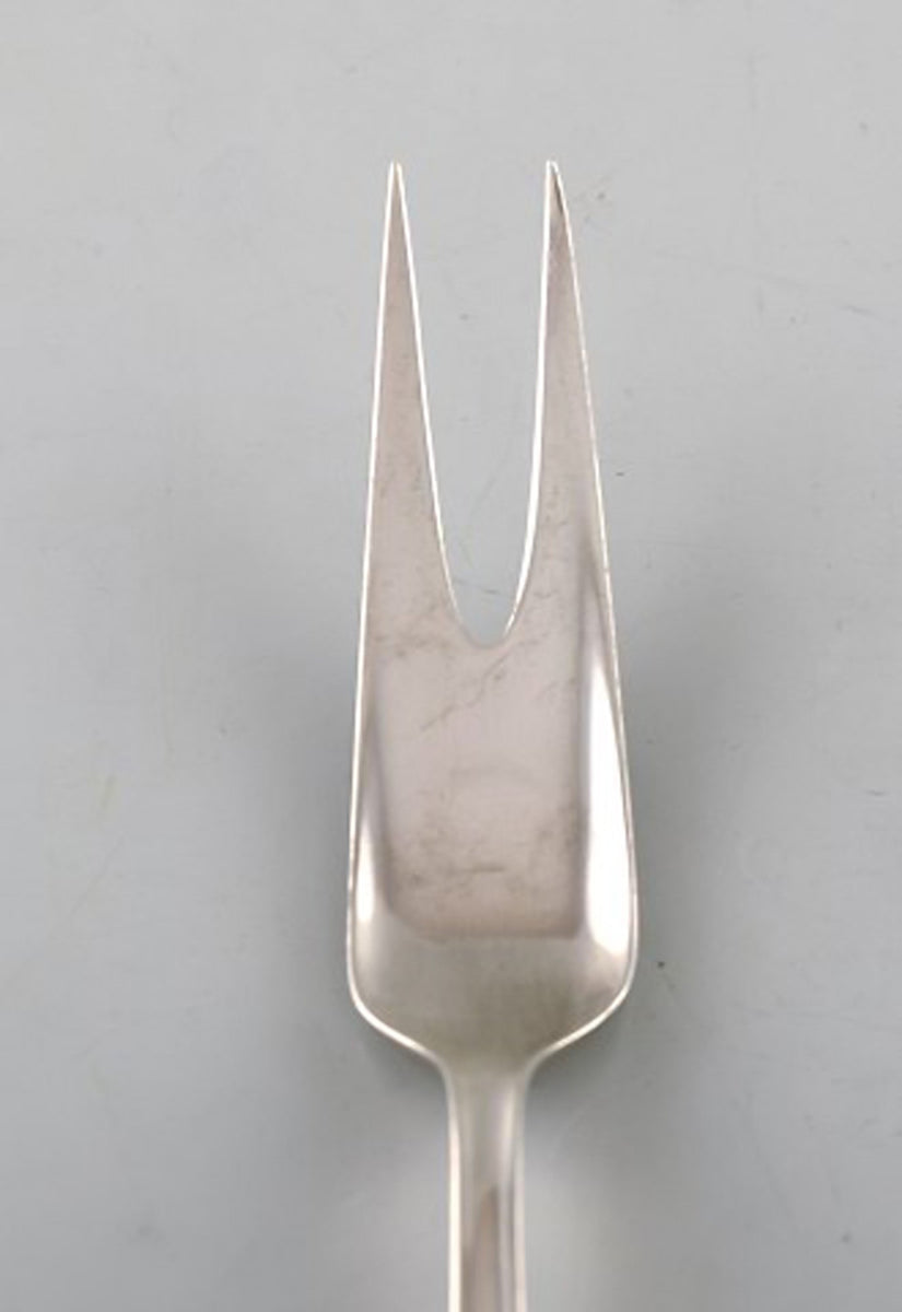 Tias Eckhoff for Georg Jensen. "Cypress" large cold meat fork in sterl ...