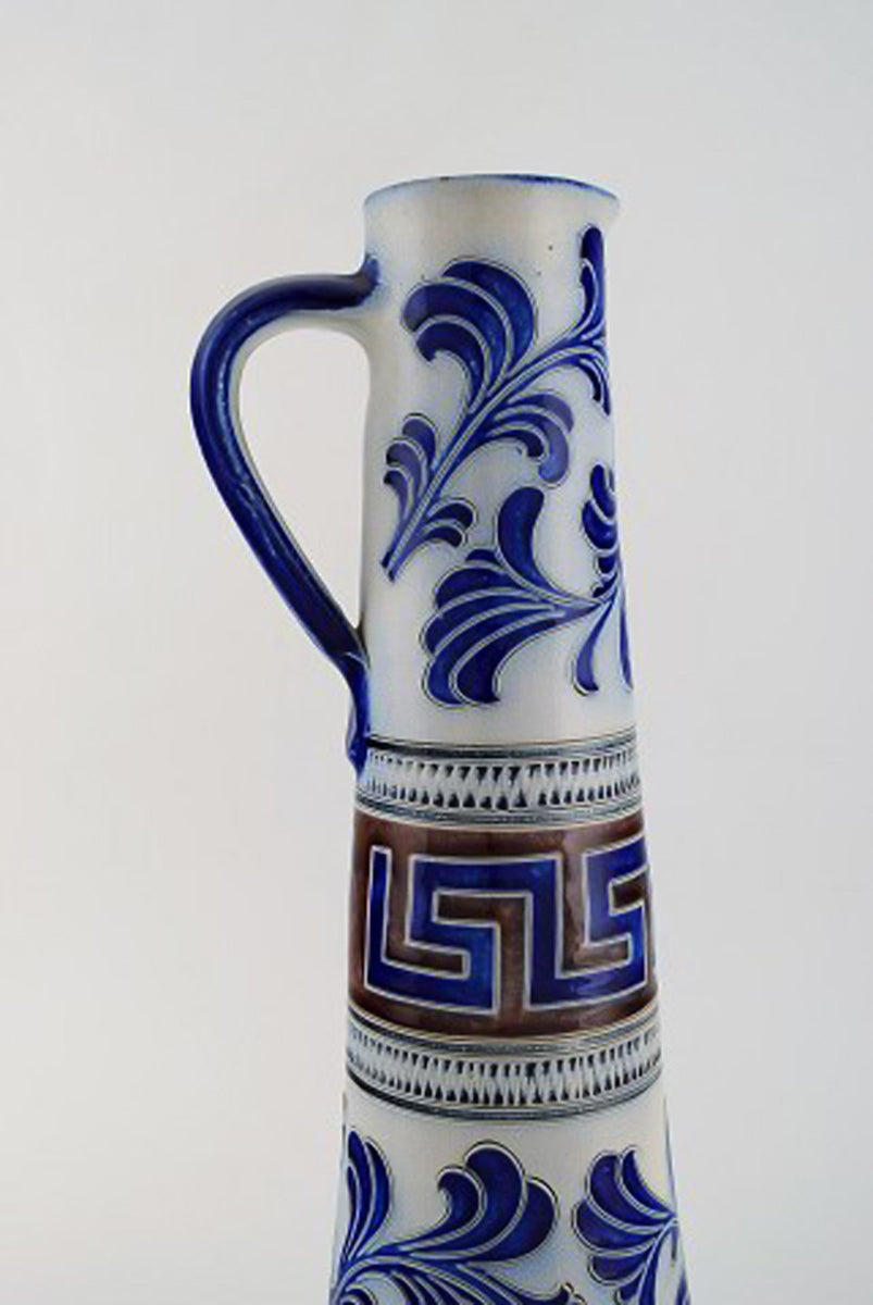 Zoller, Germany. Large beer mug in hand-painted ceramics. Mid-20th cen ...