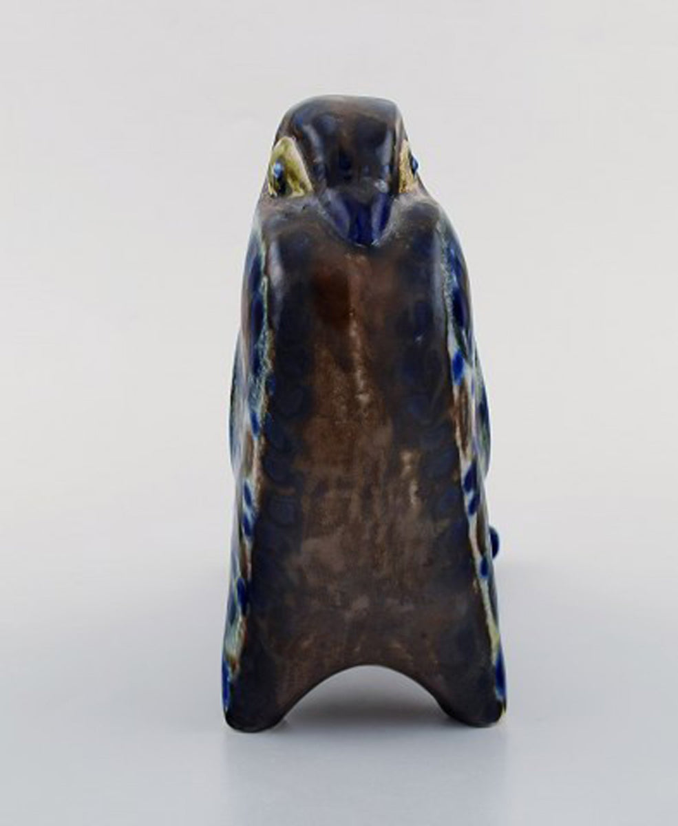 European studio ceramicist. Unique figure in glazed ceramic. Pigeon. C ...