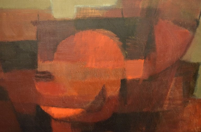 Helge Ernst (1916-1991), listed Danish artist. Large painting. Oil on ...